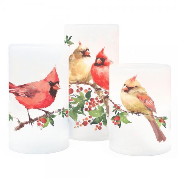 Cardinal Pair 3 pc set LED Candles | Perky Pelican Christmas Shoppe